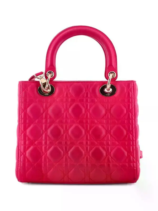 Dior Lady Bag Cannage Quilt Lambskin Medium Satchel - Pink
