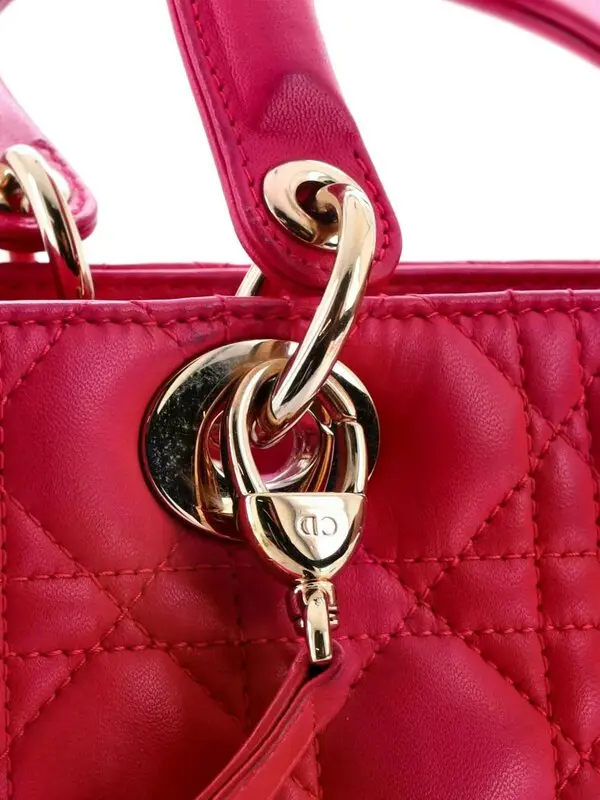 Dior Lady Bag Cannage Quilt Lambskin Medium Satchel - Pink