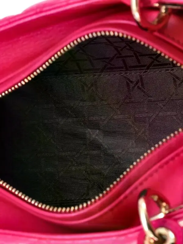 Dior Lady Bag Cannage Quilt Lambskin Medium Satchel - Pink