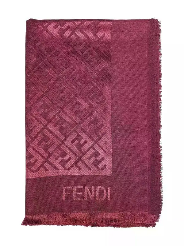 Fendi Jacquard Fringed Scarf - Red