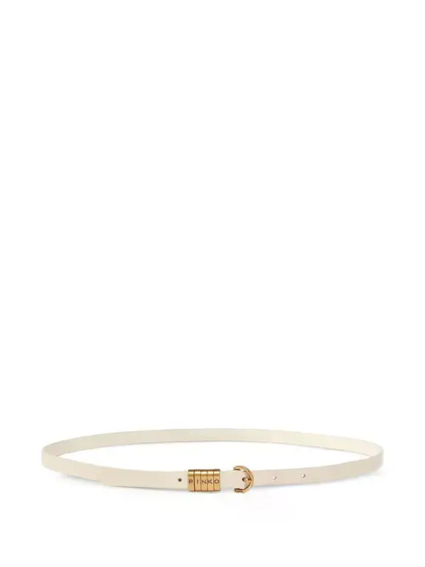 Pinko Logo-buckle Leather Belt - Neutrals