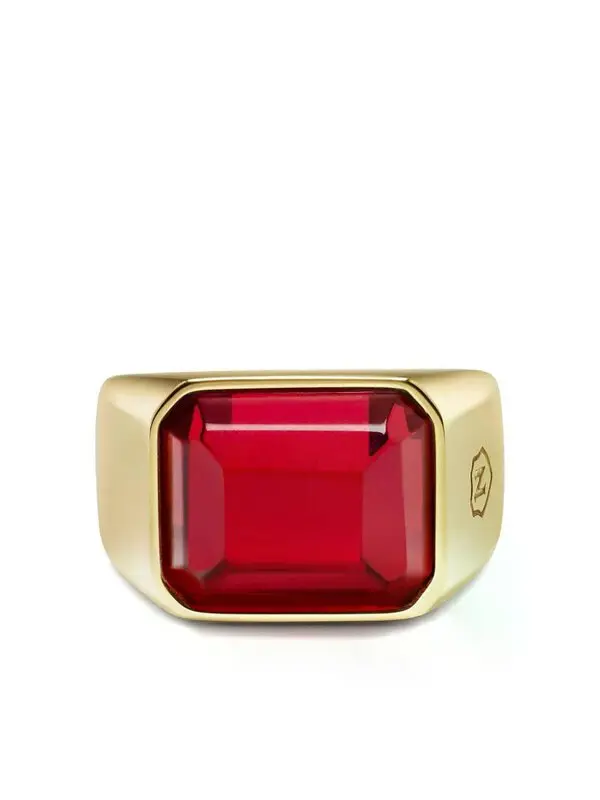 NIALAYA JEWELRY Zircon Signet Ring - Gold