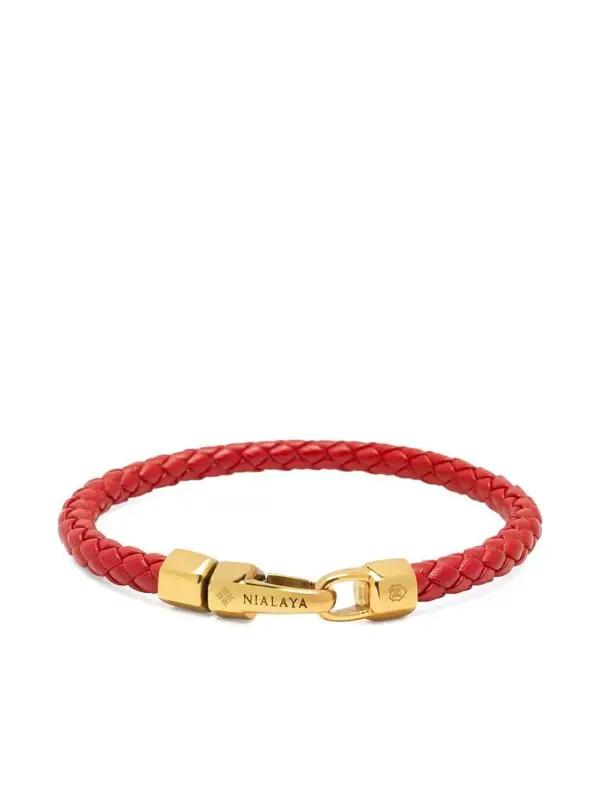 NIALAYA JEWELRY Braided Leather Bracelet - Red