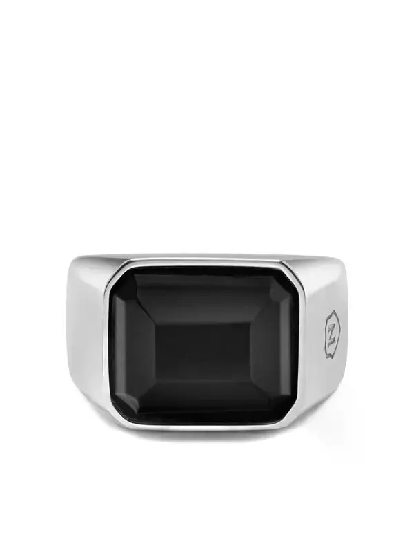 NIALAYA JEWELRY Zircon Signet Ring - Silver
