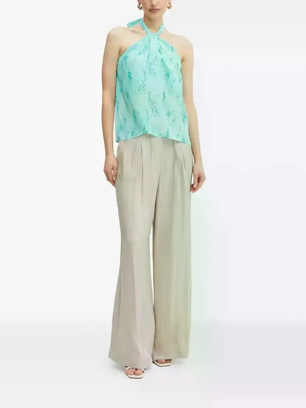 FRACOMINA Halterneck Leaf-print Top