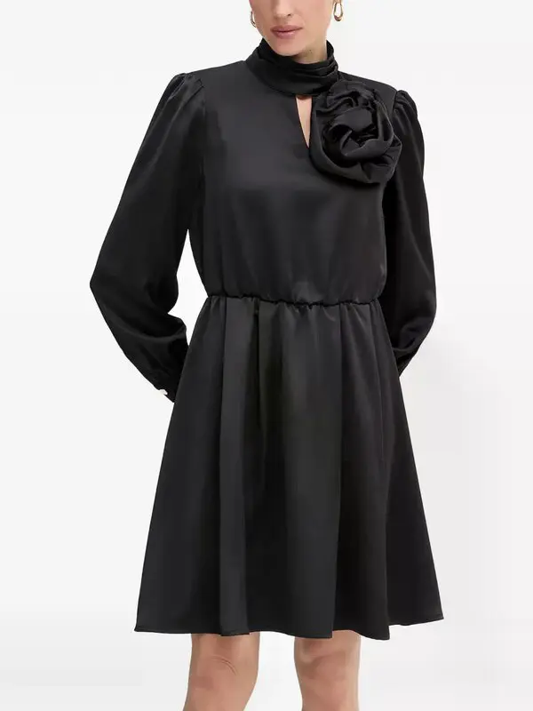 FRACOMINA Flower-embellished Mini Dress - Black