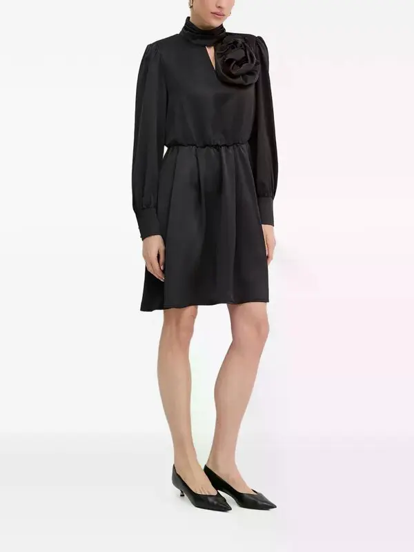 FRACOMINA Flower-embellished Mini Dress - Black