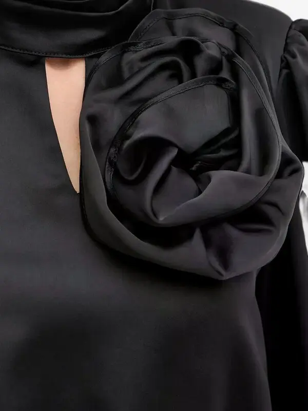 FRACOMINA Flower-embellished Mini Dress - Black
