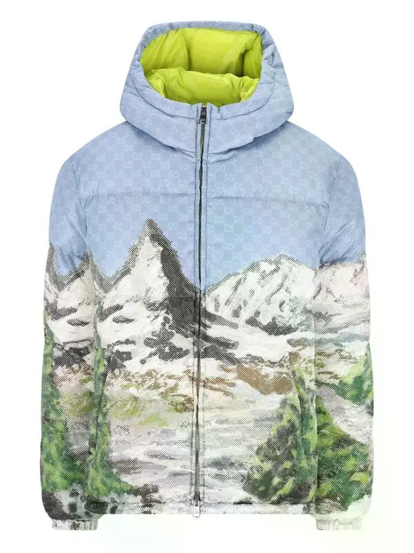 Gucci Alpine Landscape Gg Motif Jacket - Blue