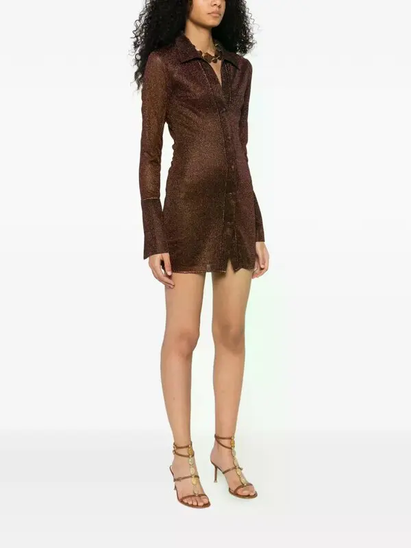Oseree Long-Sleeve Mini Dress - Brown | Editorialist