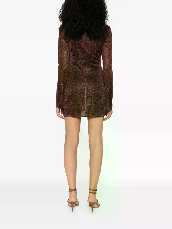 Oseree Long-Sleeve Mini Dress - Brown | Editorialist
