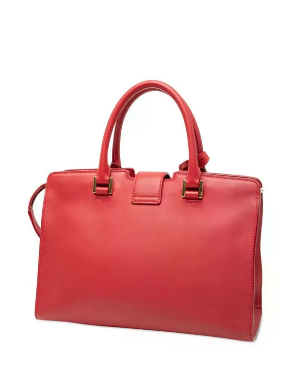 Saint Laurent 2017 Baby Leather Monogram Downtown Cabas Satchel - Red