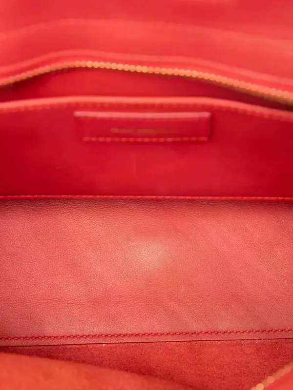 Saint Laurent 2017 Baby Leather Monogram Downtown Cabas Satchel - Red