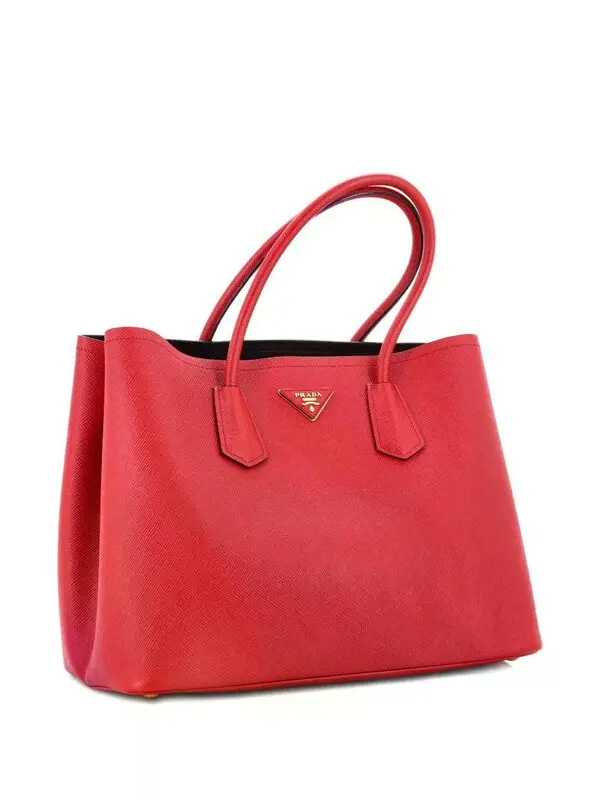 Prada Cuir Double Saffiano Leather Large Tote Bag - Red