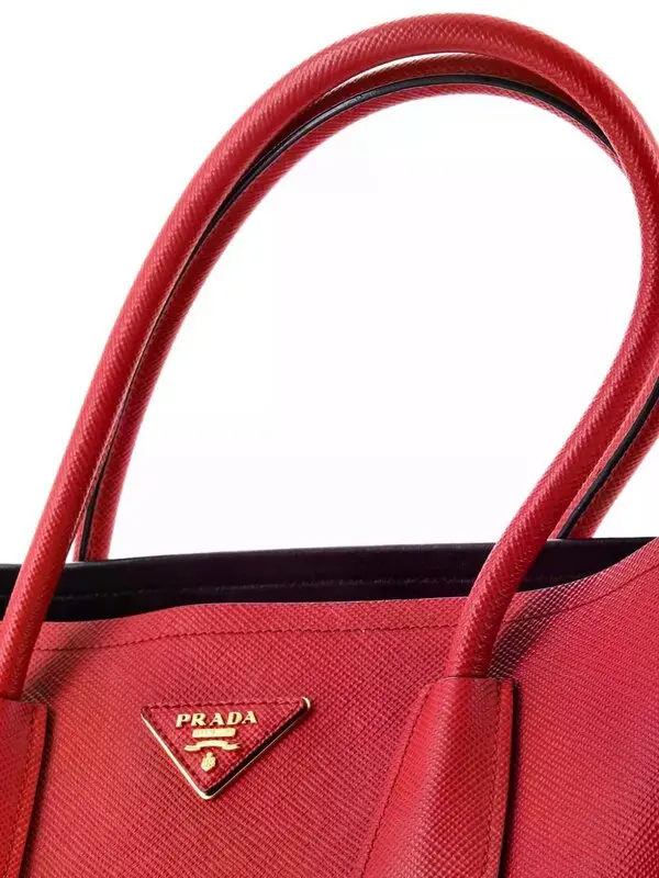 Prada Cuir Double Saffiano Leather Large Tote Bag - Red