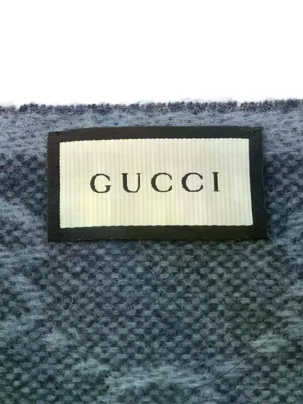 Gucci Gg-pattern Stripe Wool Scarf - Blue