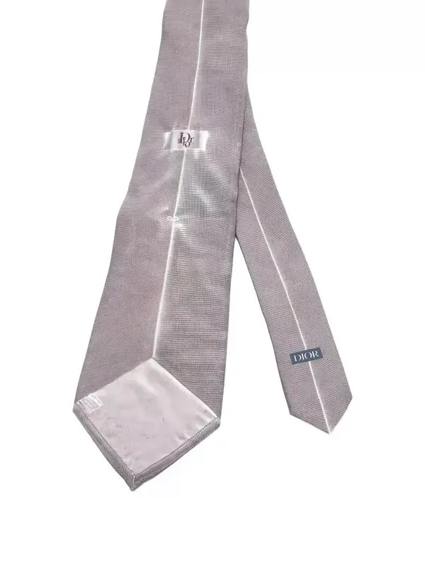 Dior 2010s Logo-detail Silk Tie - Grey