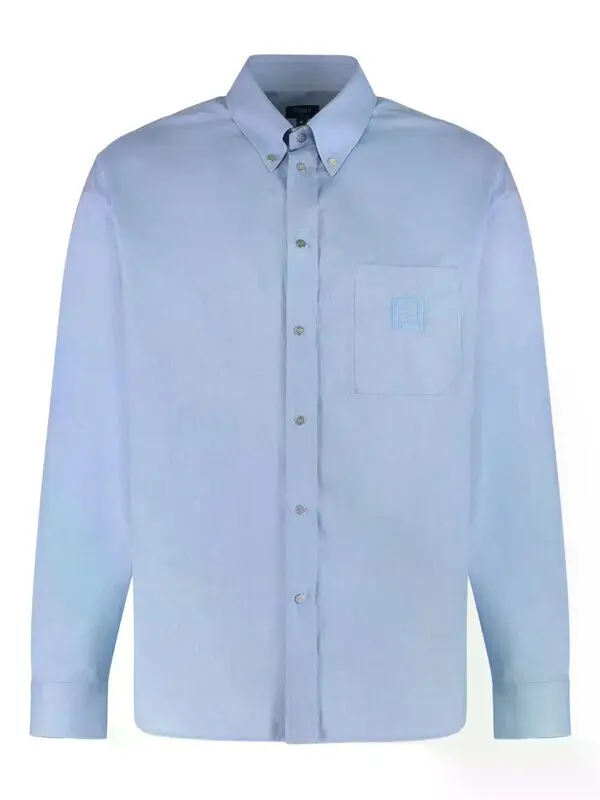Fendi Logo-embroidered Chest-pocket Shirt - Blue