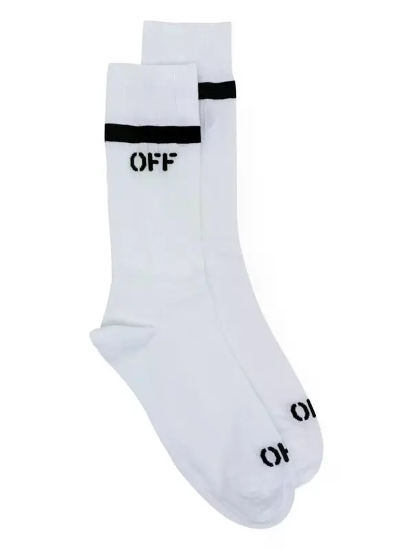 Off-White Logo-intarsia Ankle Socks - White