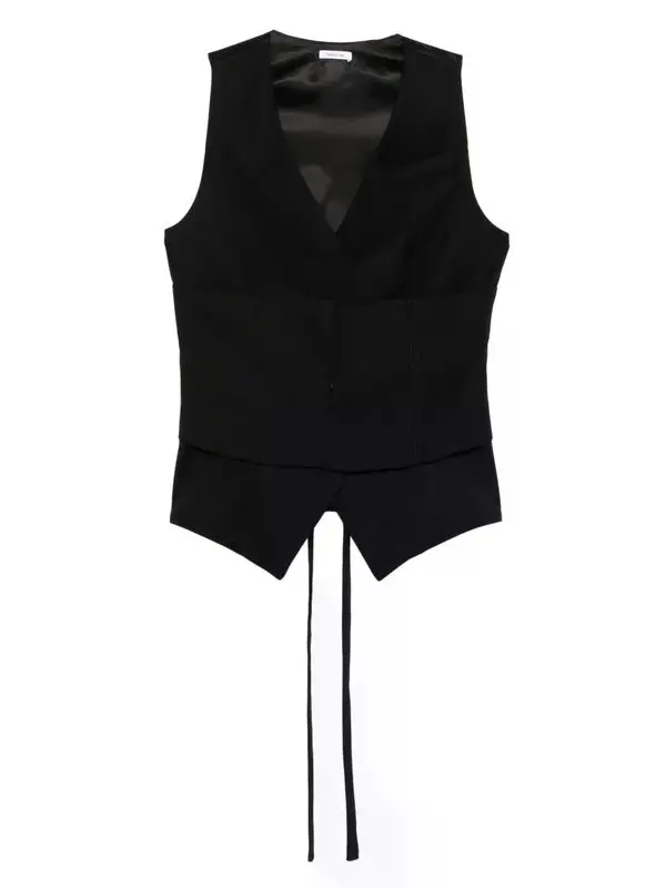 Alexander McQueen Tie Waist Sleeveless Vest - Black