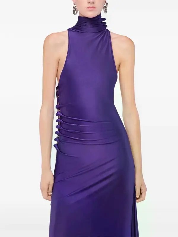 Rabanne Draped Snap-fastening Midi Dress - Purple