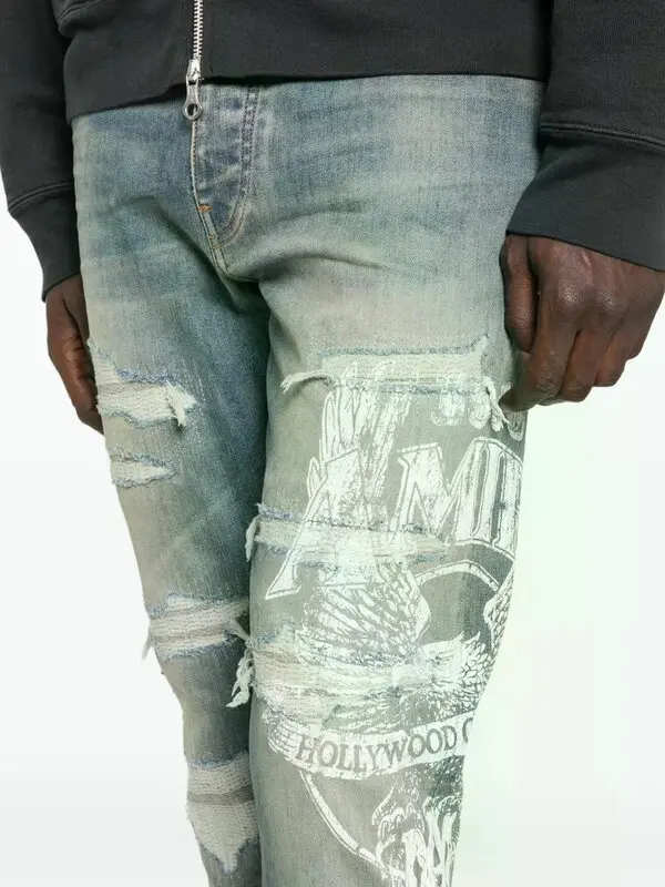 Amiri Ripped Print Jeans - Blue