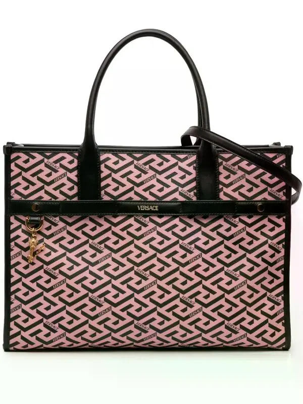 Versace La Greca Coated Canvas Tote Satchel - Multicolour