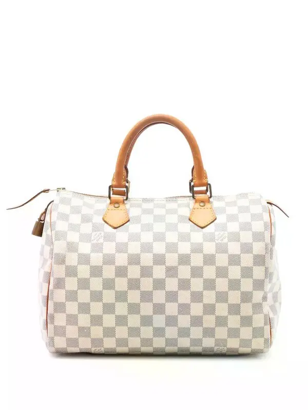 LOUIS VUITTON 2012 Damier Azur Speedy 30 Boston Bag - White