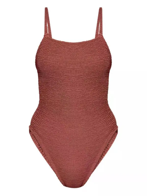 Hunza G Metallic Crinkle Swimsuit - Red