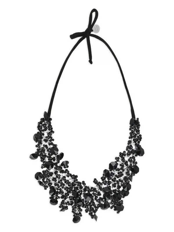 MARIA CALDERARA Crystals Tie Necklace - Black