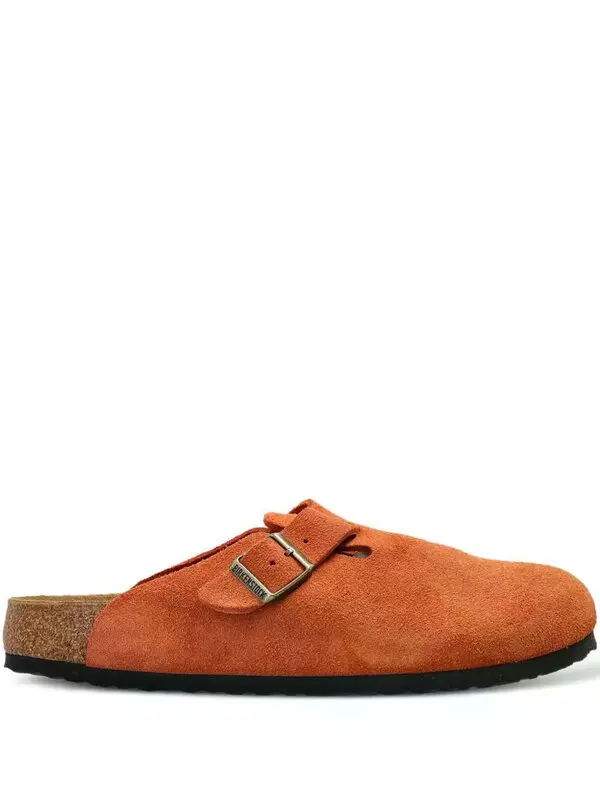 BIRKENSTOCK Boston Buckle Suede Clogs - Orange