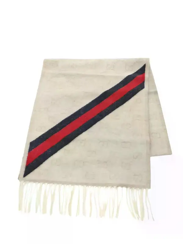 Gucci 2020s Gg Pattern Wool Scarf - Neutrals