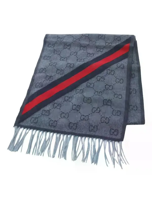 Gucci Gg Pattern Wool Scarf - Blue