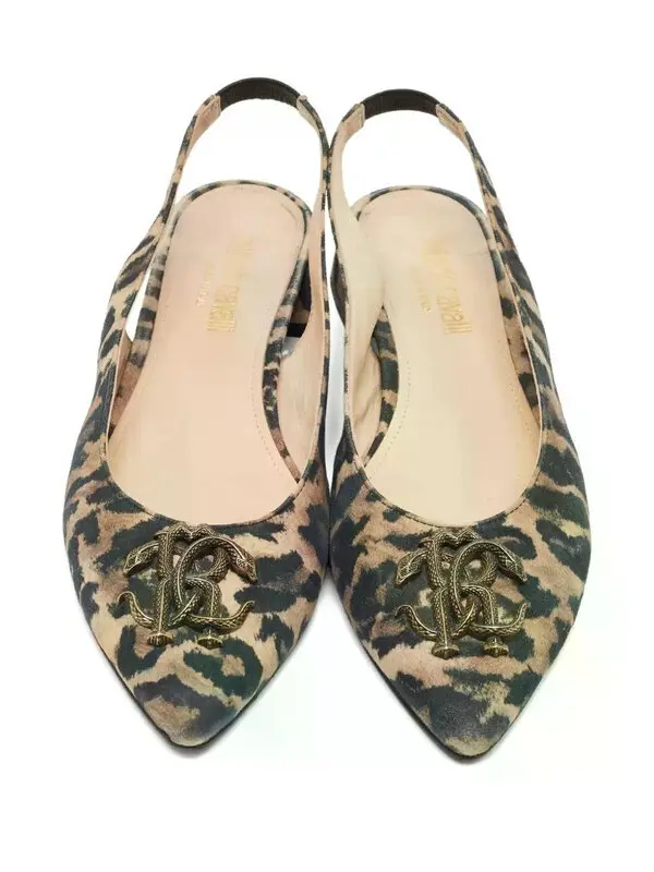 Roberto Cavalli Leopard-print Slingback Pumps
