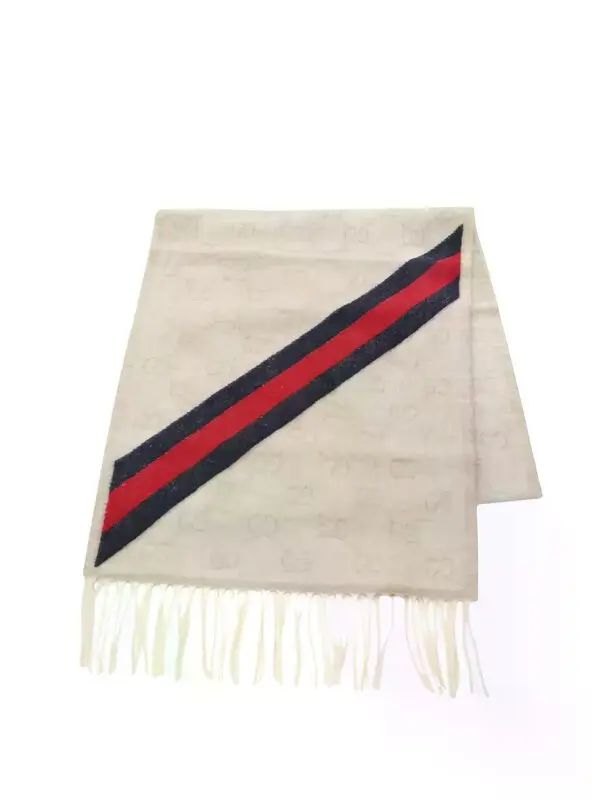 Gucci 2020s Gg Pattern Wool Scarf - Neutrals