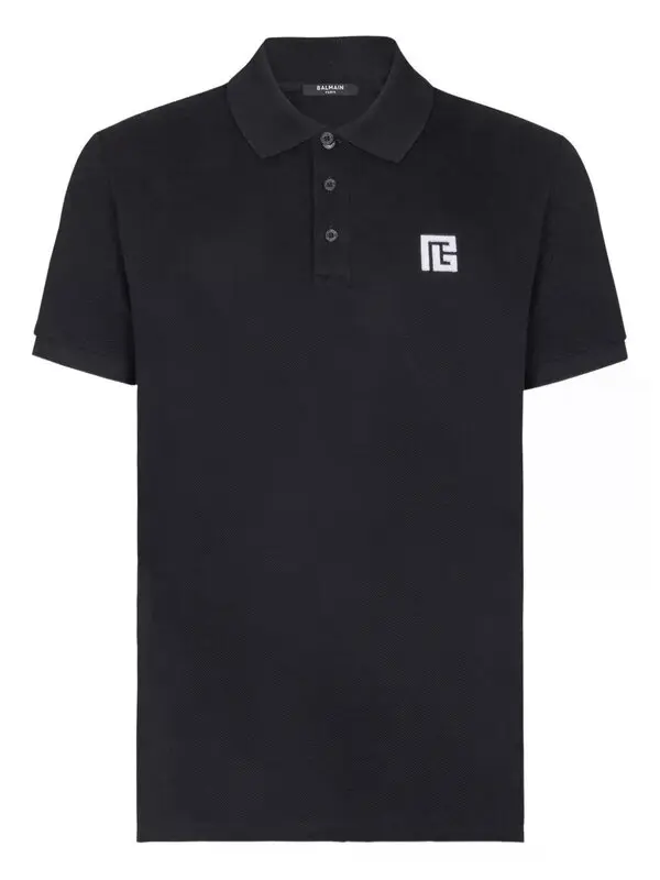 Balmain Embroidered Cotton Polo - Black