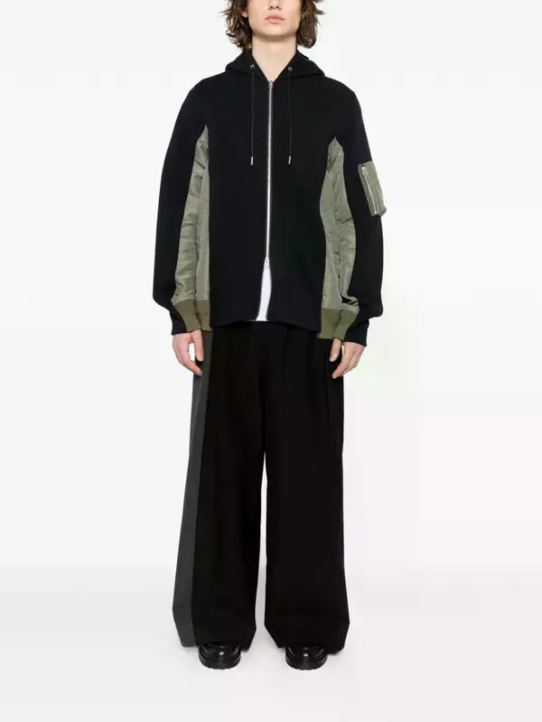 Sacai Drawstring Hood Bomber Jacket - Blue