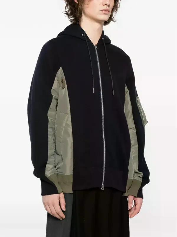Sacai Drawstring Hood Bomber Jacket - Blue