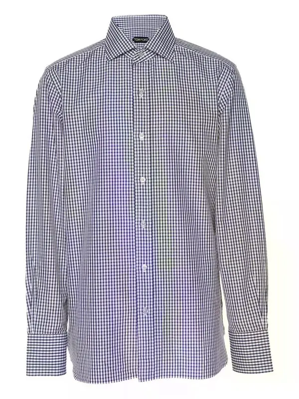 TOM FORD Cotton Check Shirt - Blue