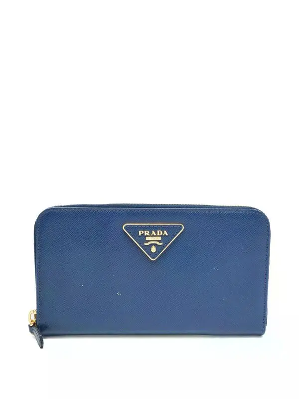 Prada Saffiano-leather Logo Wallet - Blue