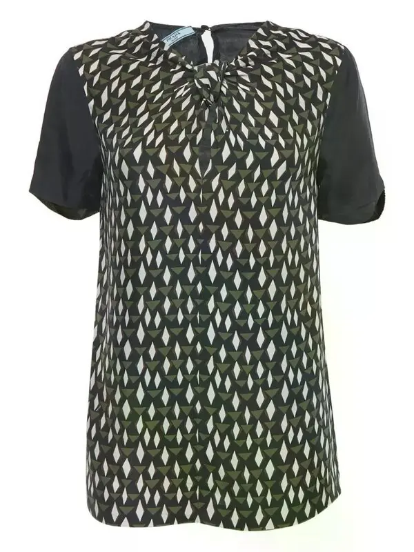 Prada Geometric-print Silk Top