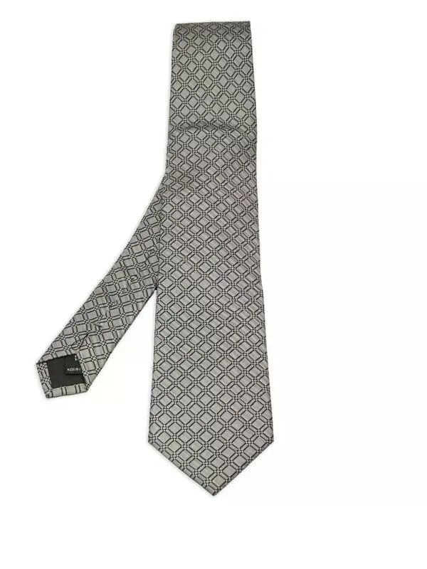 S.t. Dupont Geometric-pattern Neck Tie - Grey