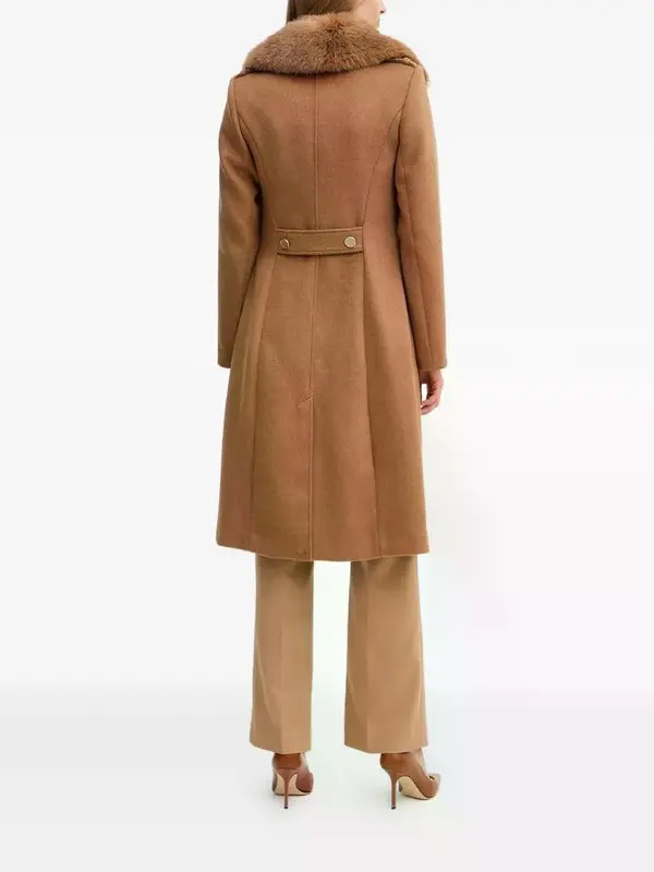 Guess Faux-fur Collar Double-breasted Coat