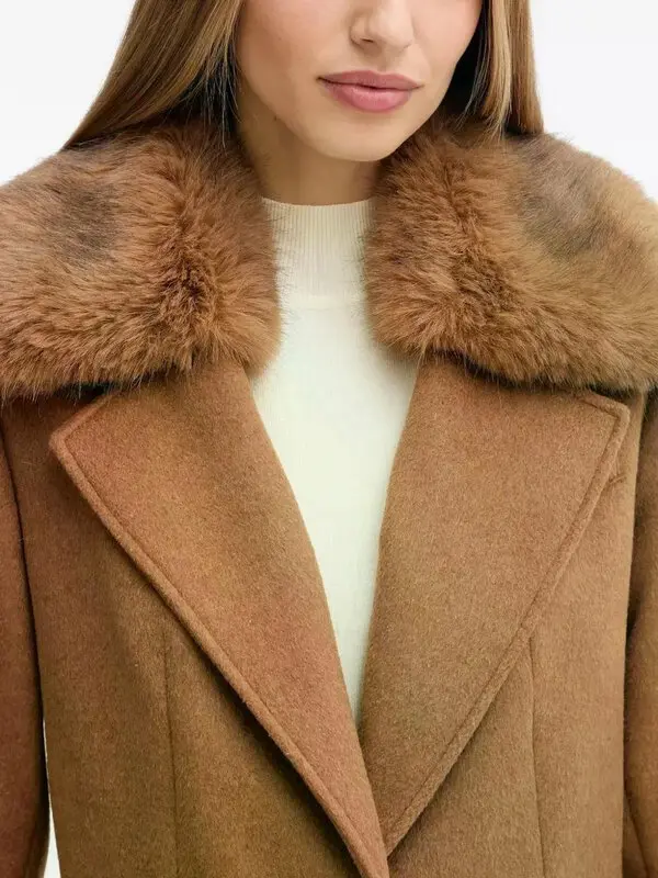 Guess Faux-fur Collar Double-breasted Coat