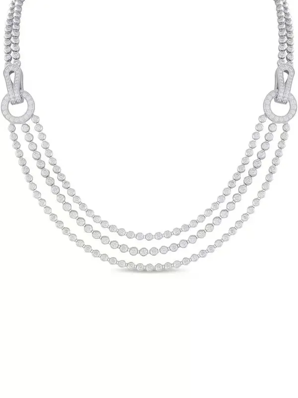 CARTIER 18k White Gold Agrafe Diamond Necklace - Silver