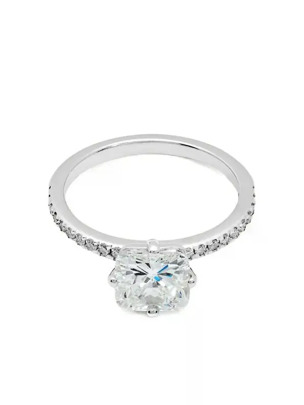 JEWELS AFICIONADO 18k White Gold Diamond Engagement Ring - Silver