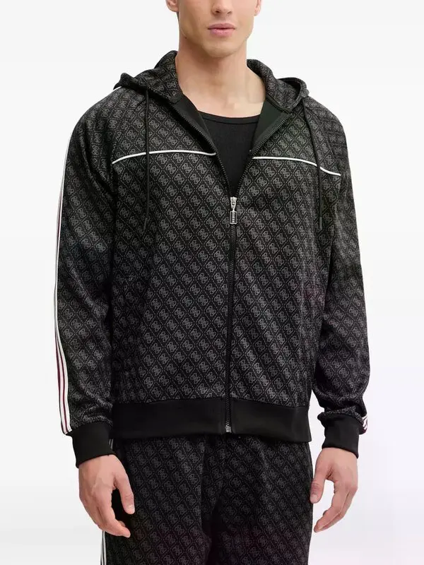 Guess Monogram Pattern Striped Hoodie