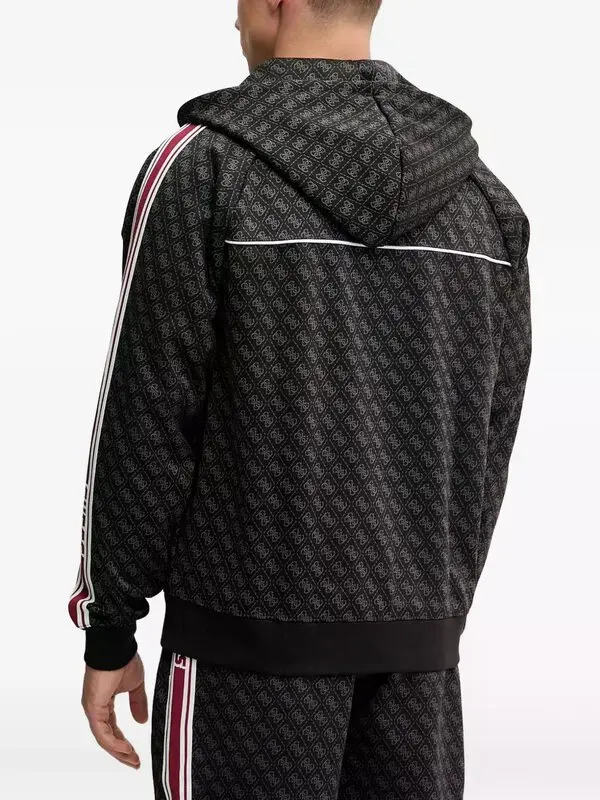 Guess Monogram Pattern Striped Hoodie