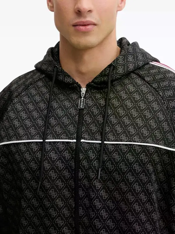 Guess Monogram Pattern Striped Hoodie