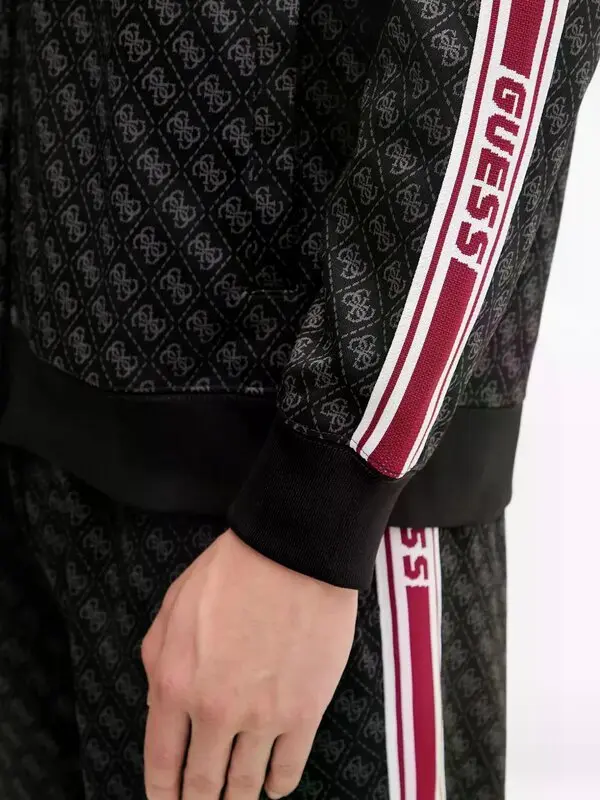Guess Monogram Pattern Striped Hoodie